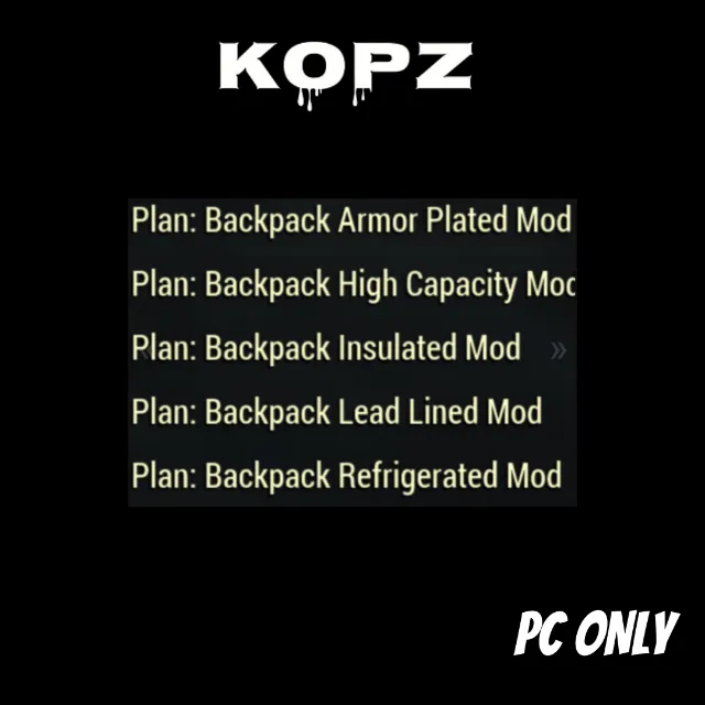 ALL 5 BACKPACK MODS - Fallout 76 Game Items - Gameflip