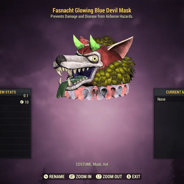 Fasnacht glowing blue devil mask - Fallout 76 Game Item - Gameflip