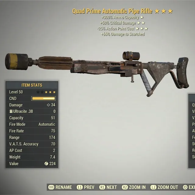 Q50c25 Auto Pipe Rifle - Fallout 76 Game Items - Gameflip