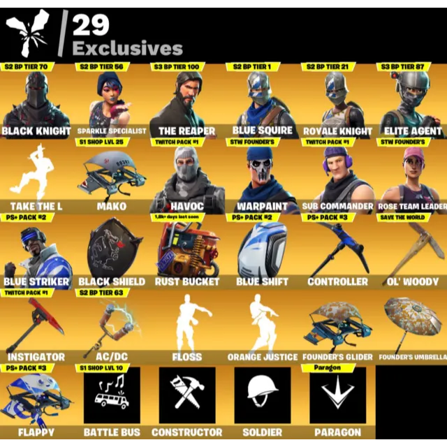 Fortnite Account > 46 Skins Black Knight + Save the world Founders ...