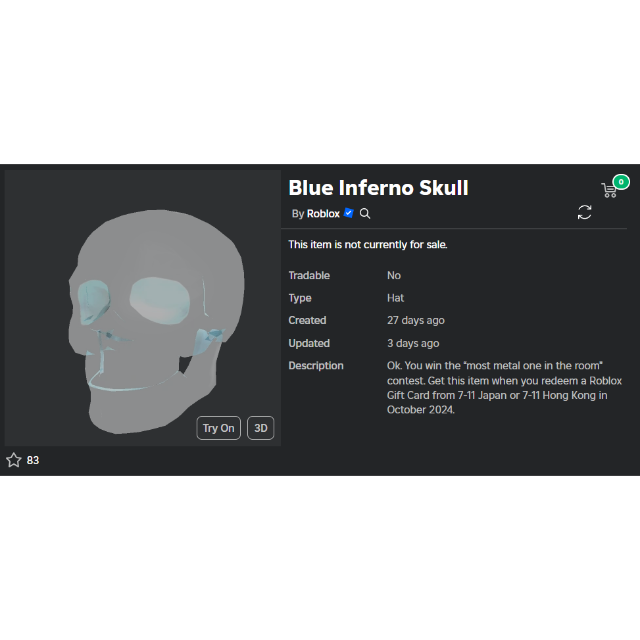 Blue Inferno Skull + ¥1000 CREDIT - Other - Gameflip