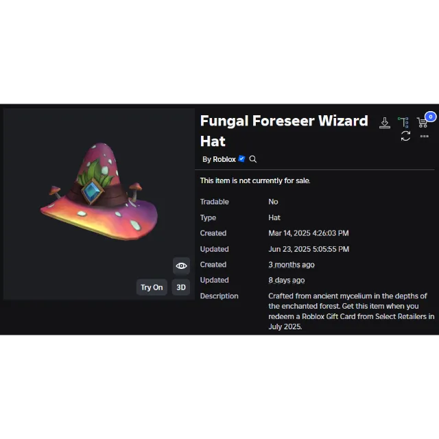 Fungal Foreseer Wizard Hat + $6 CREDIT - Other - Gameflip