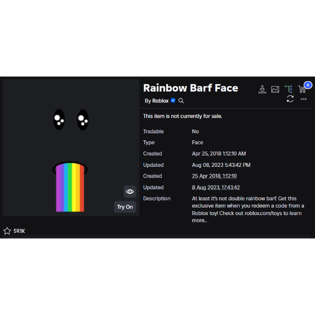 Rainbow Barf Face Toy Code - Roblox Game - Gameflip