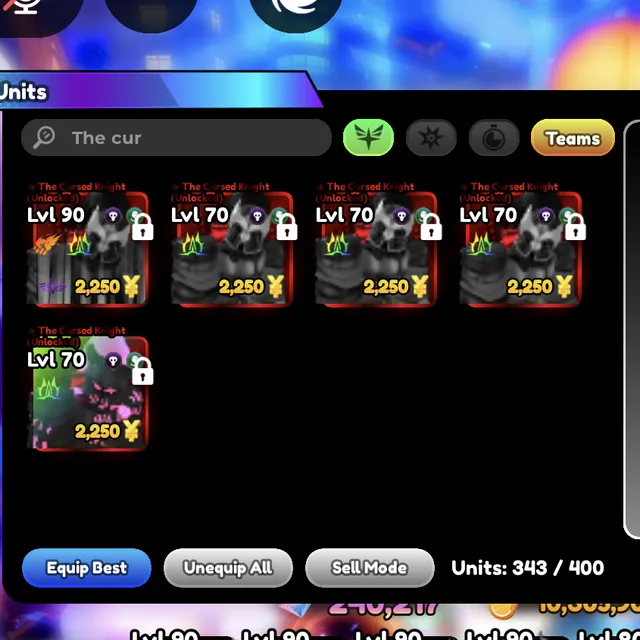 the cursed knight bundle - Anime Defenders Game Item - Gameflip