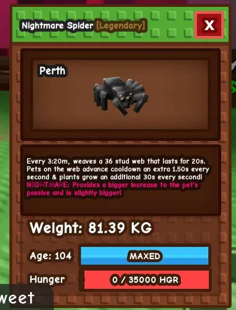 Titan Nightmare Spider - Grow a Garden Game Item - Gameflip