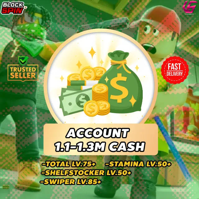 Block Spin | Account 1.1-1.3M Cash - Roblox Game Account - Gameflip