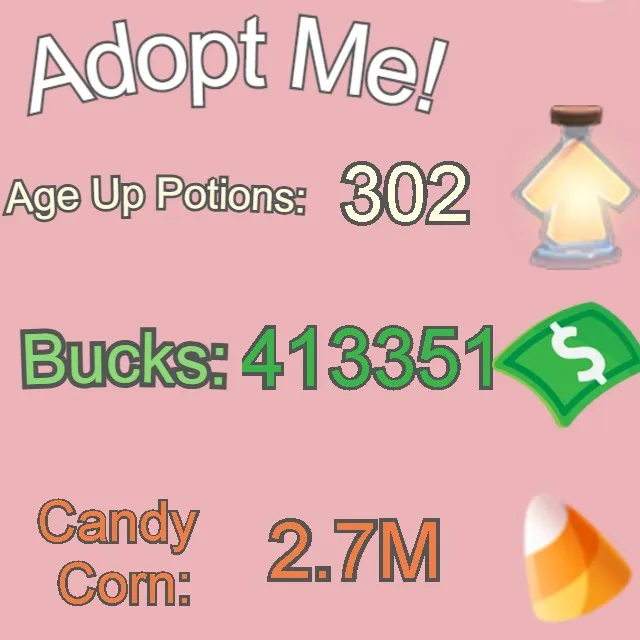 Age Up Potions + Bucks + Candy Corn - Adopt Me - Adopt Me! Game Account ...