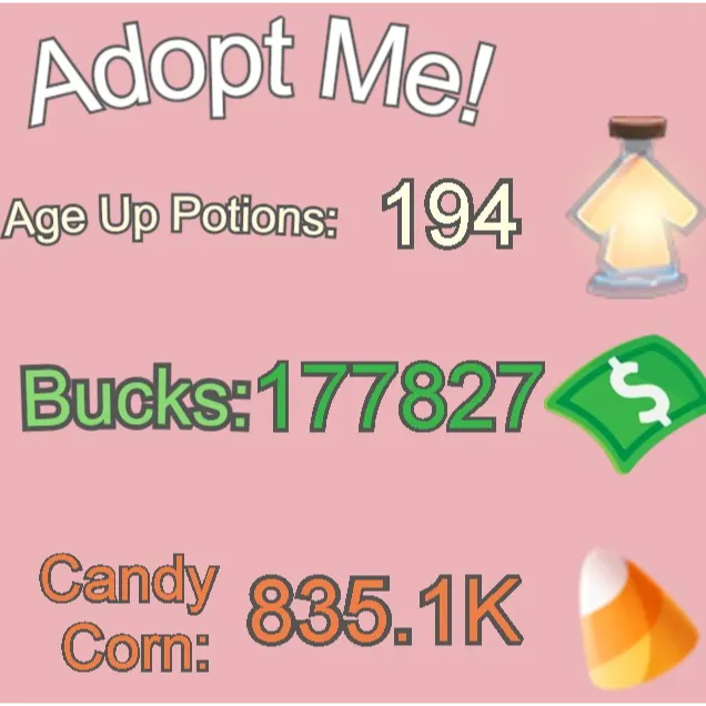 Age Up Potions + Bucks + Candy Corn - Adopt Me - Adopt Me! Game Account ...