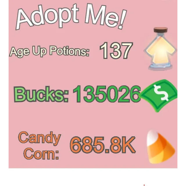 Age Up Potions + Bucks + Candy Corn - Adopt Me - Adopt Me! Game Account ...