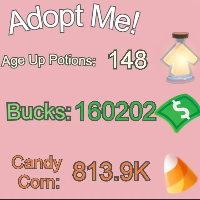 Age Up Potions + Bucks + Candy Corn - Adopt Me - Adopt Me! Game Account ...