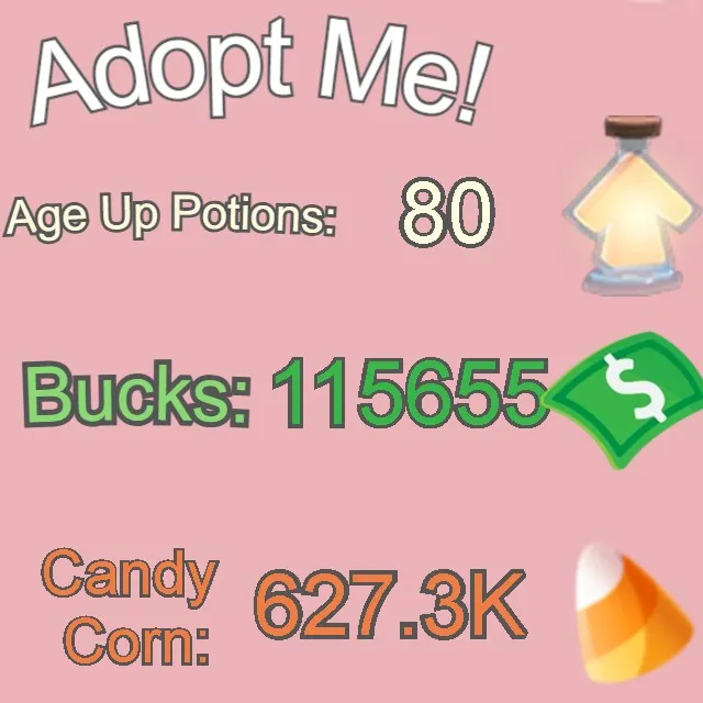 Age Up Potions + Bucks + Candy Corn - Adopt Me - Adopt Me! Game Account ...