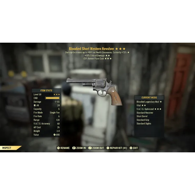 B50C25 Western Revolver - Fallout 76 Game Items - Gameflip