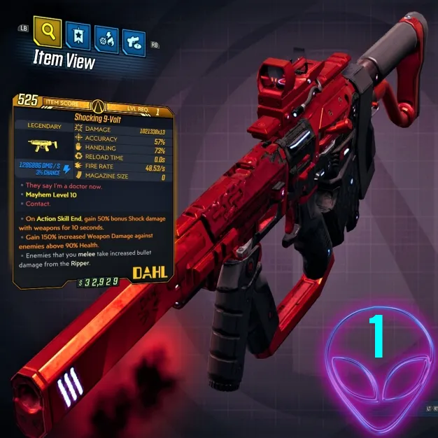 Weapon | MOD Shocking 9-Volt ⚡1 - Borderlands 3 - Xbox One Game Item ...