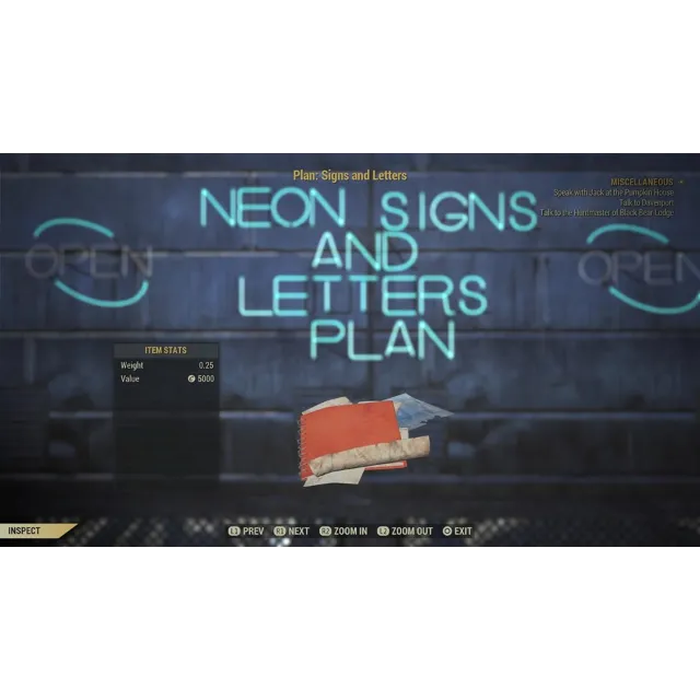 PS4 - Neon Signs and Letters Plan - Fallout 76 Game Items - Gameflip