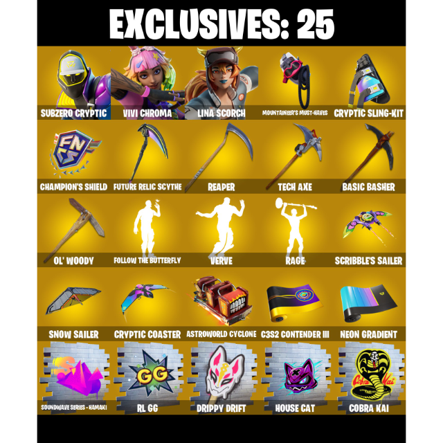 FORTNITE ACCOUNT - 🤫134 skins🤫 | Subzero Cryptic | Vivi Chroma | Lina ...