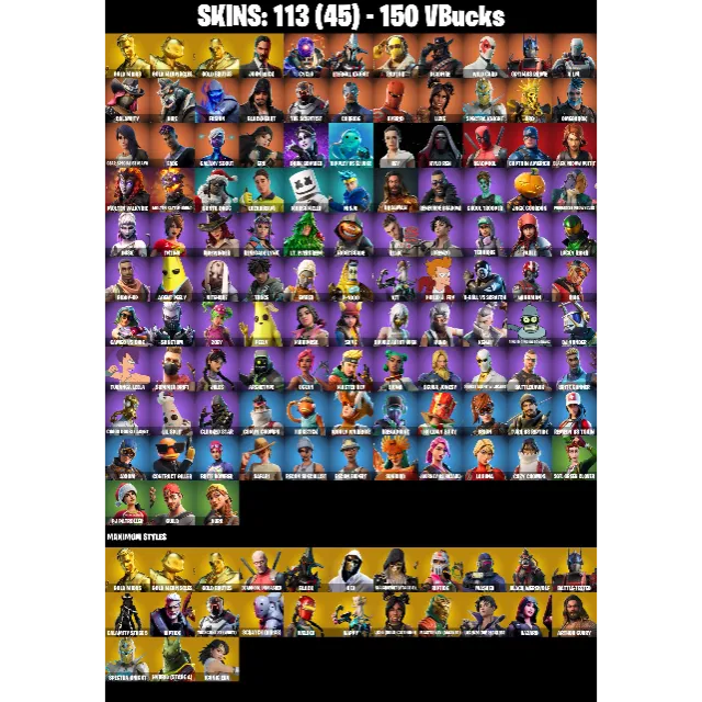 FORTNITE ACCOUNT - 113 skins | Gold Midas | Gold Meowscles | Gold ...