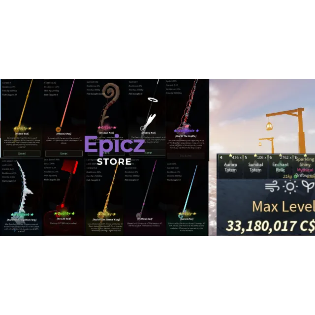 Fisch: Level 750 Max - 33M C$ - No-Life Rod Quality - Rod of The ...