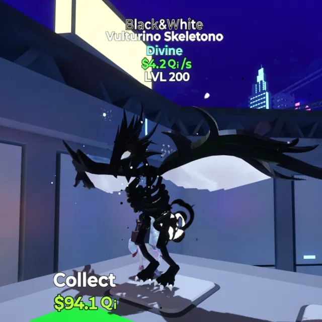 Vulturino Skeletono B&W LEVEL MAX 4.2Qi/s Go Up For Brainrots Fortnite ...