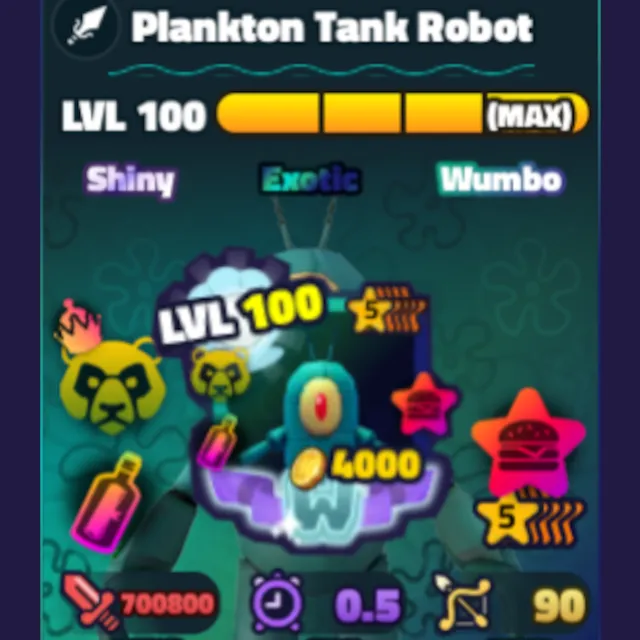 plankton tank robot lvl100 nc pp max - SpongeBob Tower Defense Game ...