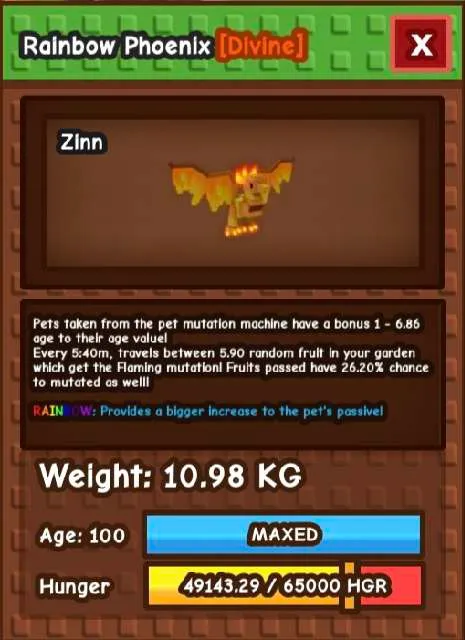 RAINBOW PHOENIX - Grow a Garden Game Item - Gameflip