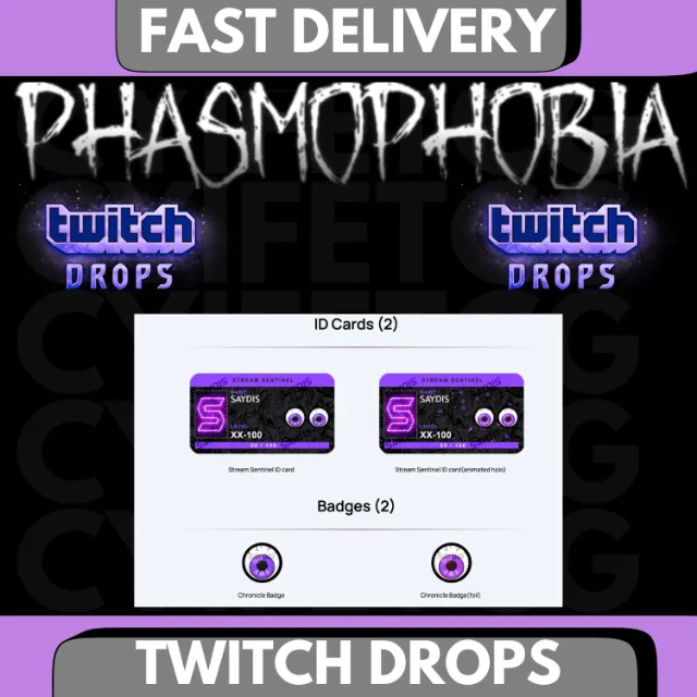 Phasmophobia - ☑️ ALL POSSIBLE DROPS(8) ☑️ Animated/Holo ID + Badges ☑️ ...