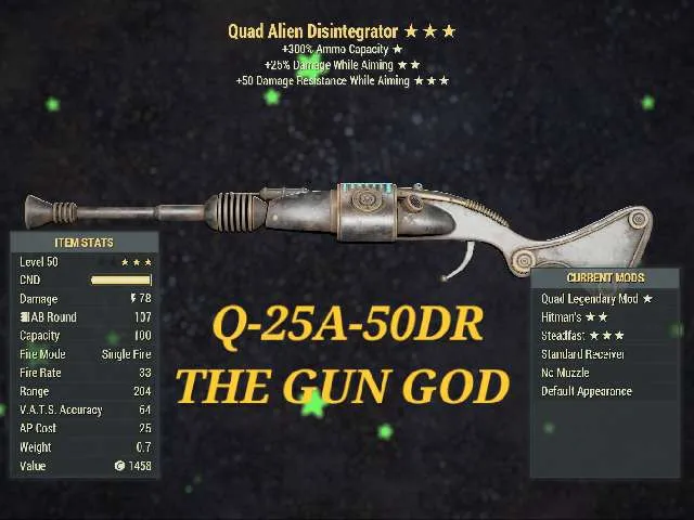 Q25A50DR ALIEN DISINTEGR - Fallout 76 Game Items - Gameflip