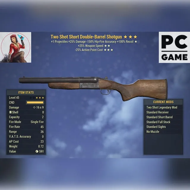 TS/25WS/25AP Double-Barrel Shotgun - Fallout 76 Game Items - Gameflip