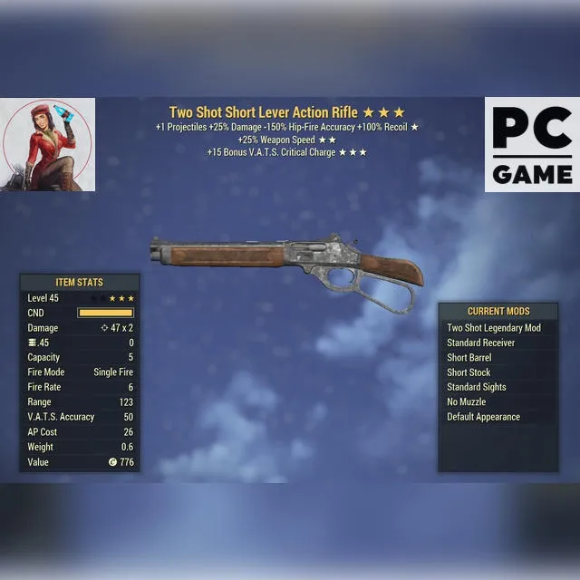 TS/25WS/15Crit Lever Action Rifle - Fallout 76 Game Items - Gameflip