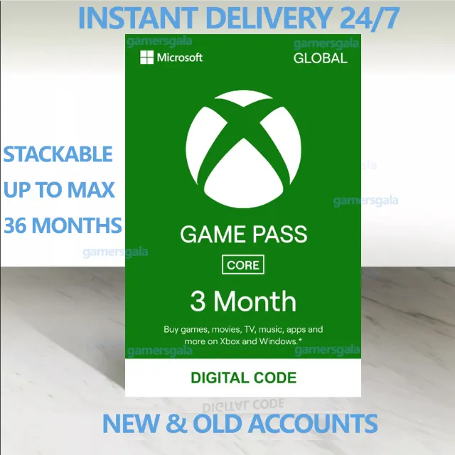 Xbox Game Pass Core / Xbox LIVE Gold - 3 Months Membership Stackable ...