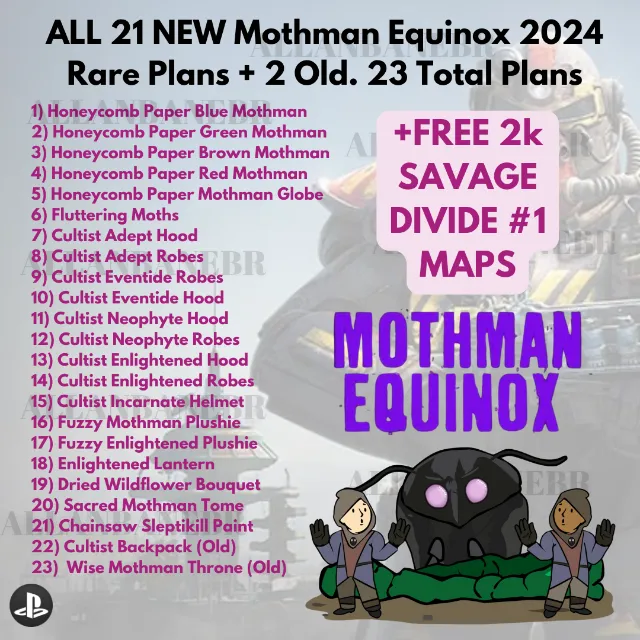 ALL 21 MOTHMAN 2024 NEW PLANS +MAPS - Fallout 76 Game Items - Gameflip