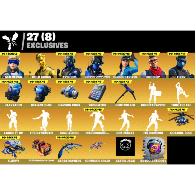 Fortnite Game Account (69 Skins + Neo Versa + Golden Midas + 5x PS+ ...