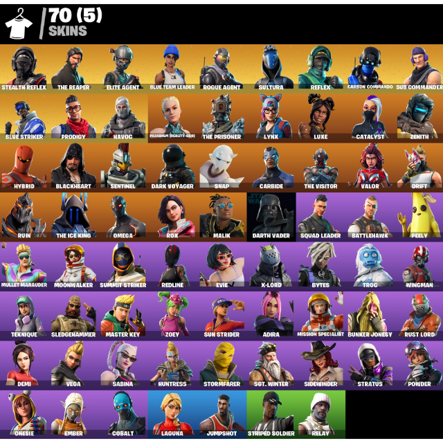 Fortnite Game Account (70 Skins + The Reaper + Stealth Reflex + Reflex ...