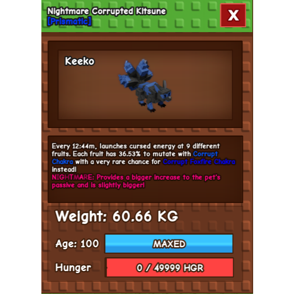 60KG+ HUGE NIGHTMARE CORRUPT KITSUNE GROW A GARDEN - Grow a Garden Game ...