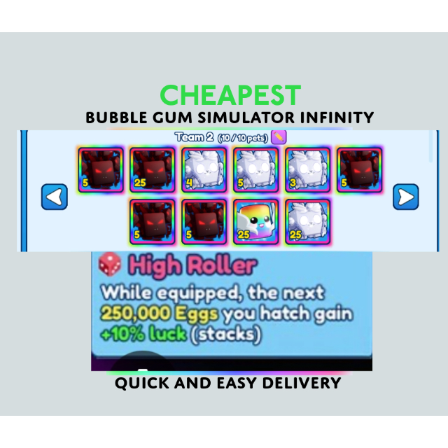 10x High Roller Pets | 100%+ luck | BGSI - Game Item - Gameflip