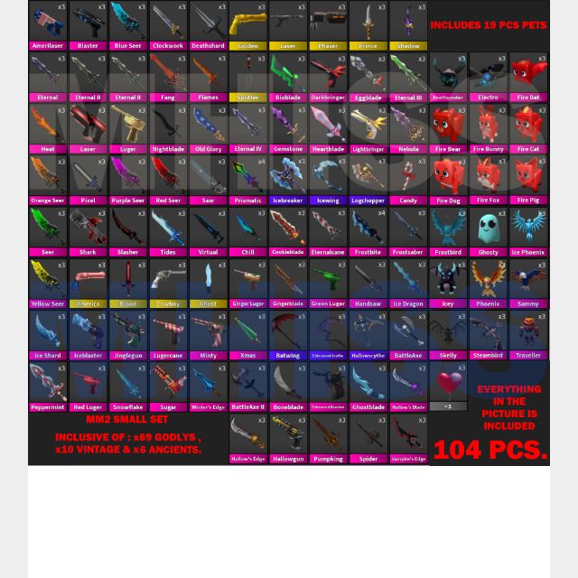 Bundle | MM2 SMALL SET WITH PETS - Game Items - Gameflip