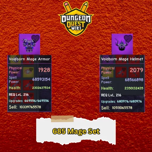 DUNGEON QUEST | 685 VOIDBORN MAGE SET - Dungeon Quest Game Item - Gameflip