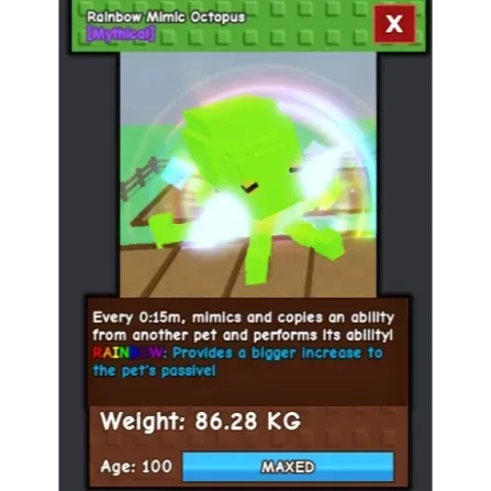 Huge Rainbow Mimic Octo, 15 seconds - Grow a Garden Game Item - Gameflip