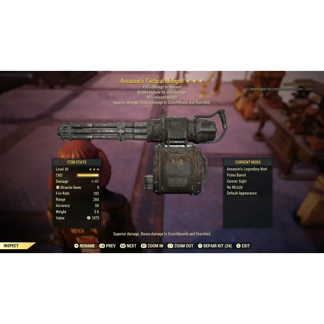 Weapon | Assassins Minigun BE/RW - Fallout 76 Game Item - Gameflip
