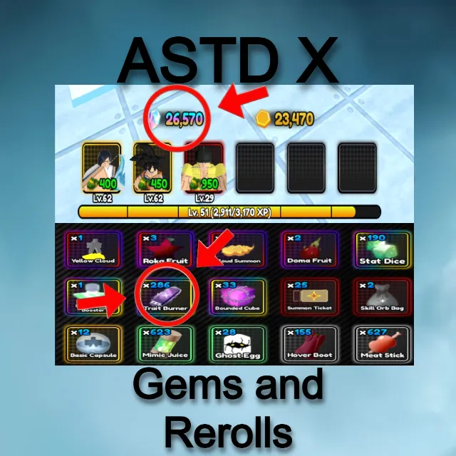 LVL 50, 23K Gems, 285-290 Trait Rerolls, Unverified 13+ Account | ASTD X - Roblox Game Account ...