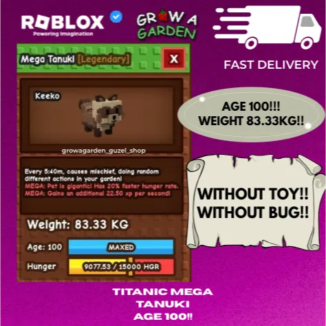 TITANIC MEGA TANUKI 80+KG | GAG - Grow a Garden Game Item - Gameflip