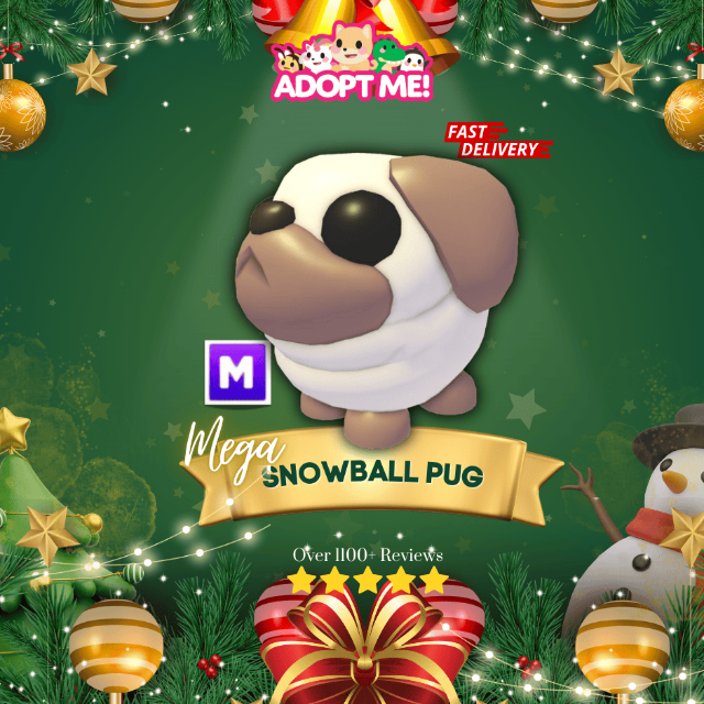 1x Mega Snowball Pug - Roblox Game Item - Gameflip