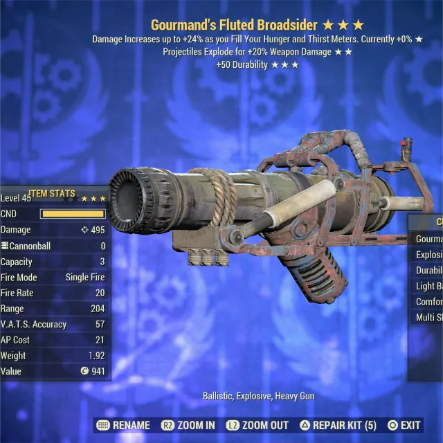 GE Durability Broadsider - Fallout 76 Game Item - Gameflip