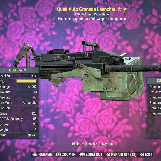 Quad Explosive Auto Grenade Launcher - Fallout 76 Game Items - Gameflip