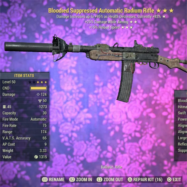 Bloodied DWA FR Radium Rifle - Fallout 76 Game Item - Gameflip