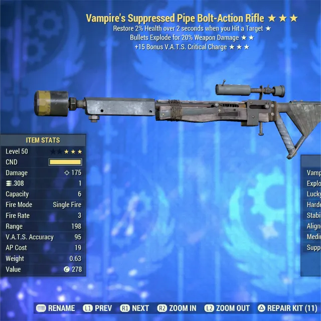 VE 15V Pipe Bolt-Action Rifle - Fallout 76 Game Items - Gameflip