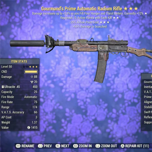 Gourmand RAP 25 Radium Rifle - Fallout 76 Game Items - Gameflip