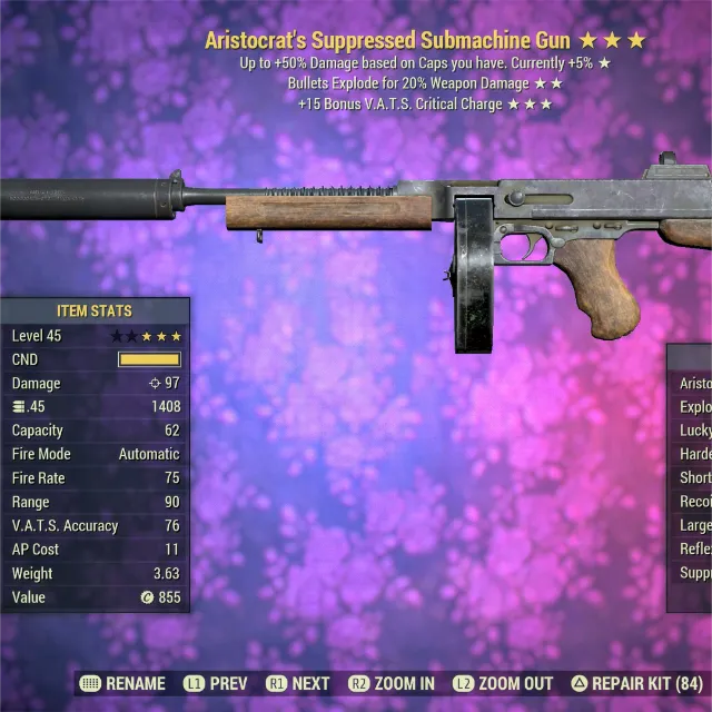 AriE 15V Submachine Gun - Fallout 76 Game Items - Gameflip