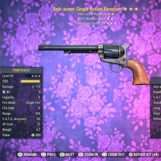 AA 2535 Single Action Revolver - Fallout 76 Game Item - Gameflip