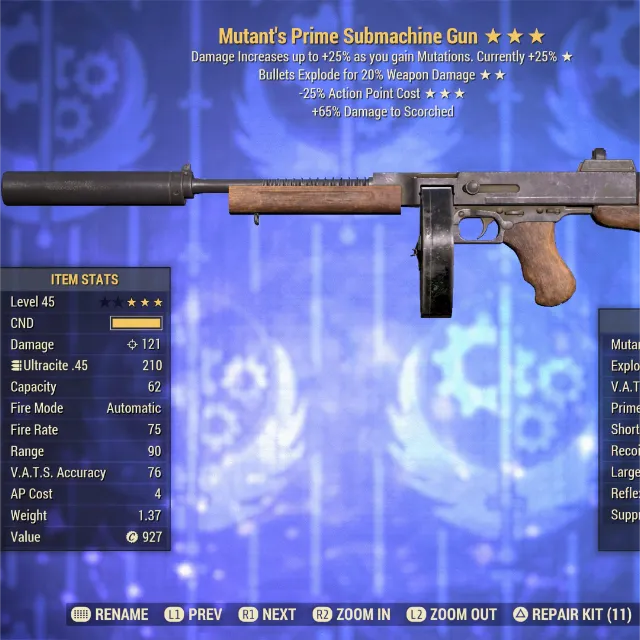 ME25 Submachine Gun - Fallout 76 Game Items - Gameflip
