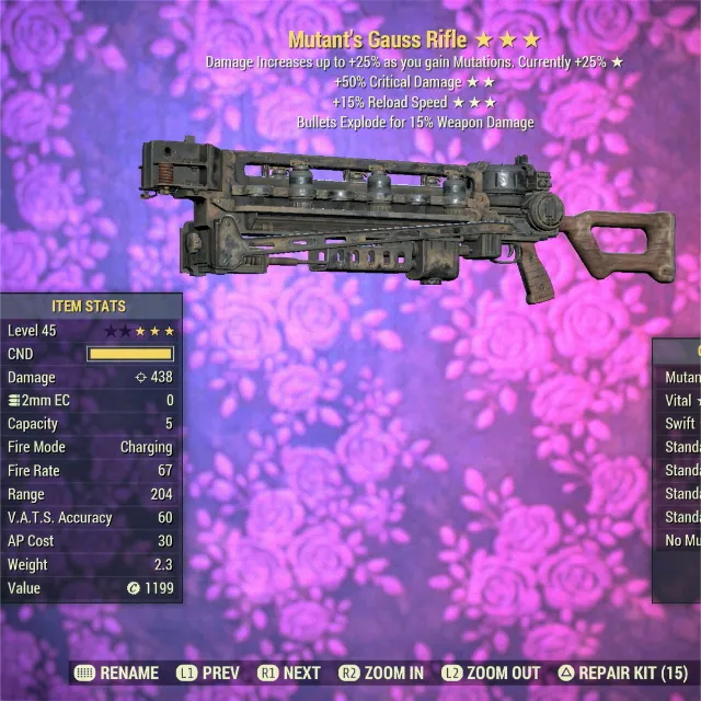 Mutant V50 FR Gauss Rifle - Fallout 76 Game Item - Gameflip